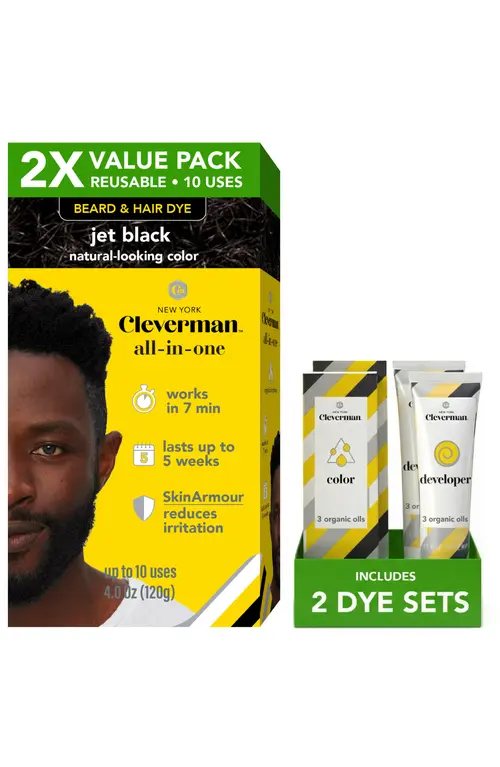 CLEVERMAN 2x Pack Coarse & Coily Hair · Reusable Beard & Hair Dye Kit - Jet Black
