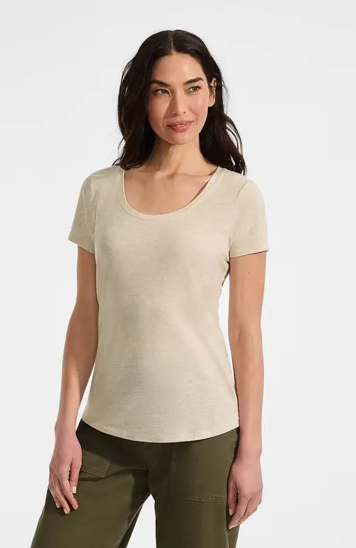 LANDS' END Lightweight Jersey T-shirt - Oatmeal Heather