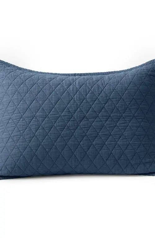 LANDS' END Solid Diamond Double Voile Pillow Sham - Bering Sea Blue