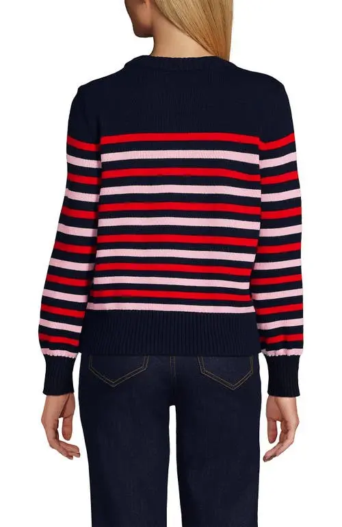 LANDS' END Striped Crew Neck Sweater