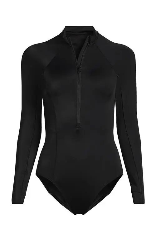 LANDS' END Dd-cup Tugless Long Sleeve One Piece Rash Guard