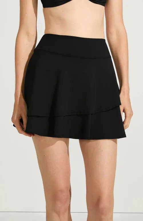 LANDS' END High Waisted Tulip Hem Swim Skort - Black