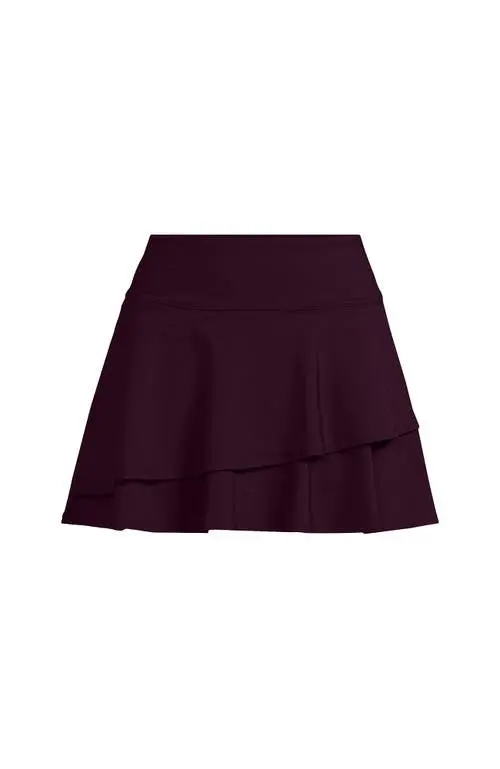 LANDS' END High Waisted Tulip Hem Swim Skort - Dark Wine