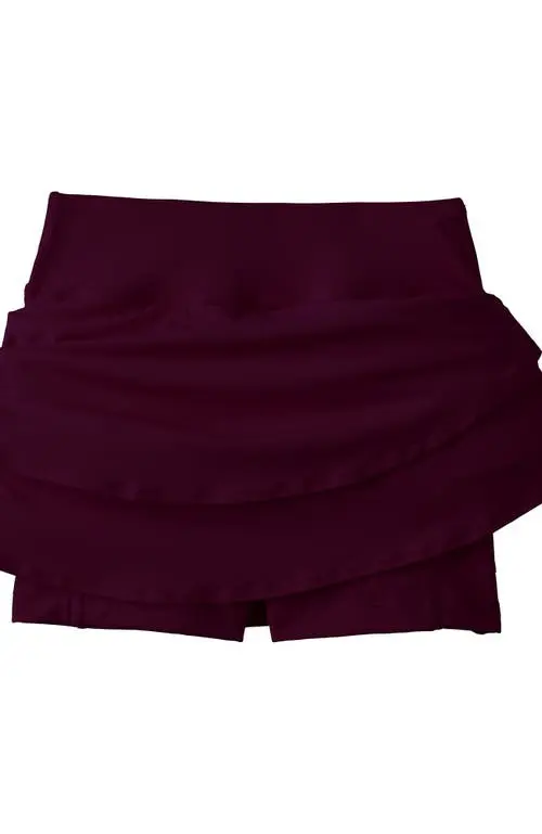 LANDS' END High Waisted Tulip Hem Swim Skort - Dark Wine