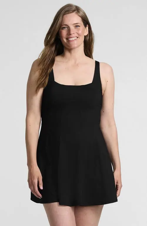 LANDS' END Seamed Swim Dress - Black