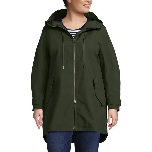 LANDS' END Squall A-line Rain Jacket - Darkest Olive