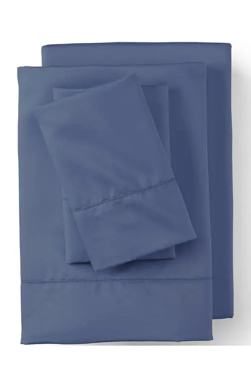 LANDS' END 700 Thread Count Luxe Sateen Egyptian Cotton No Iron Bed Sheet Set - Dusk Indigo Sky