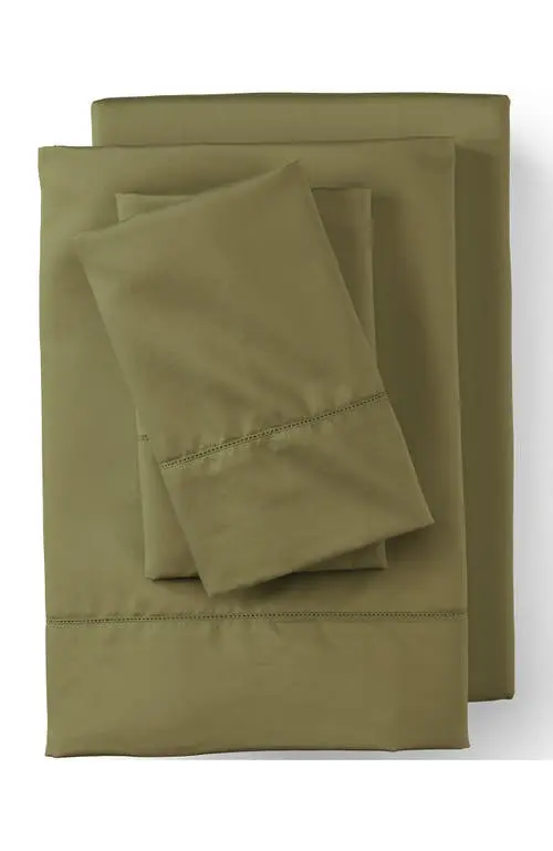 LANDS' END 700 Thread Count Luxe Sateen Egyptian Cotton No Iron Bed Sheet Set - Simply Olive