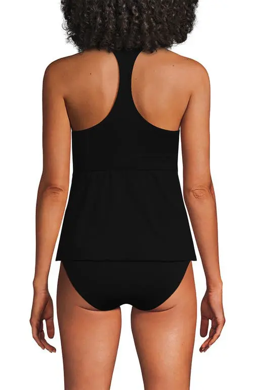 LANDS' END V-neck Racerback Flutter Tankini - Black