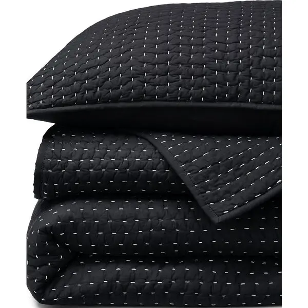 LANDS' END Seed Stitch Quilt - Black Slate
