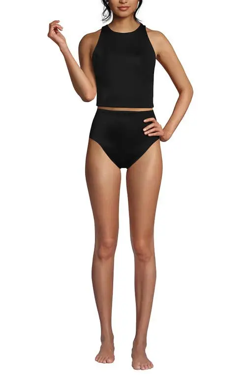LANDS' END Tugless Portrait Back Two-piece Swimsuit Set - Black