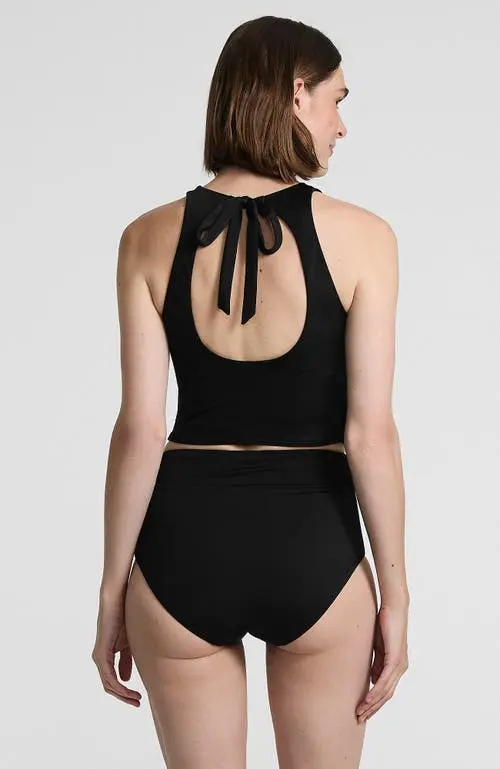 LANDS' END Tugless Portrait Back Two-piece Swimsuit Set - Black
