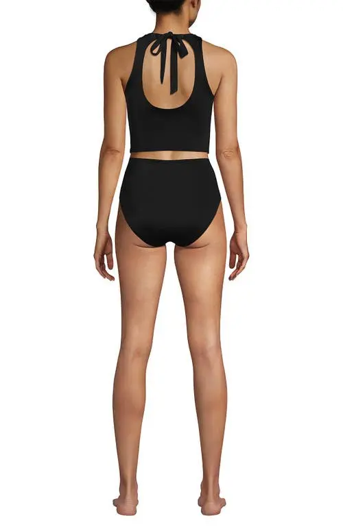 LANDS' END Tugless Portrait Back Two-piece Swimsuit Set - Black
