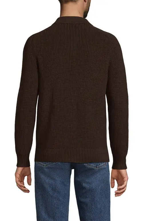 LANDS' END Long Sleeve Drifter Polo Sweater