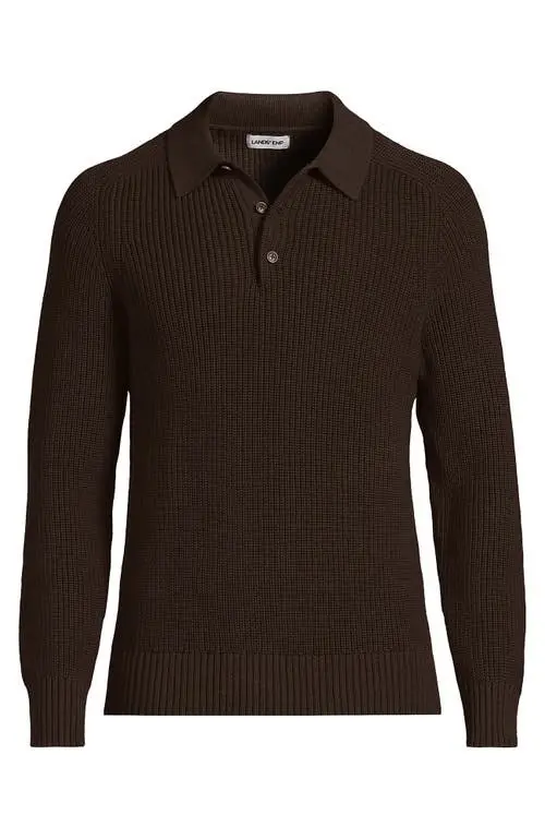 LANDS' END Long Sleeve Drifter Polo Sweater