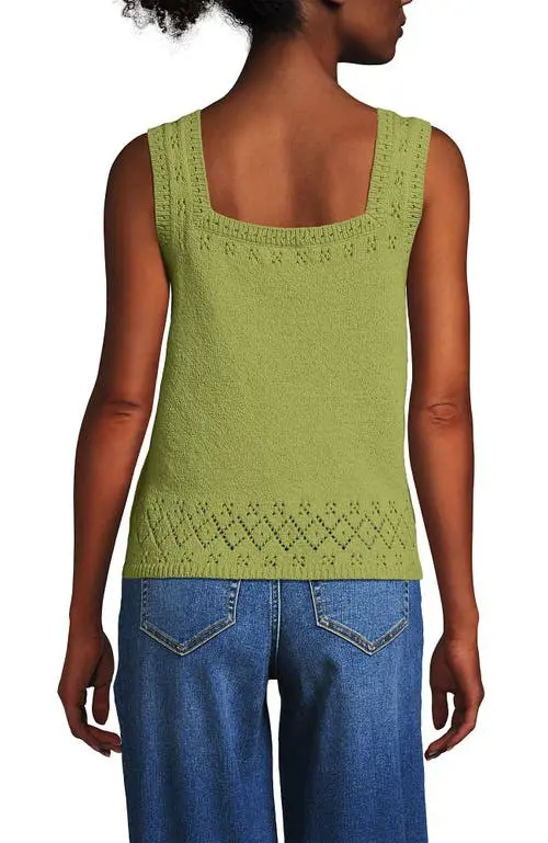 LANDS' END Pointelle Square Neck Tank Sweater - Bright Pistachio