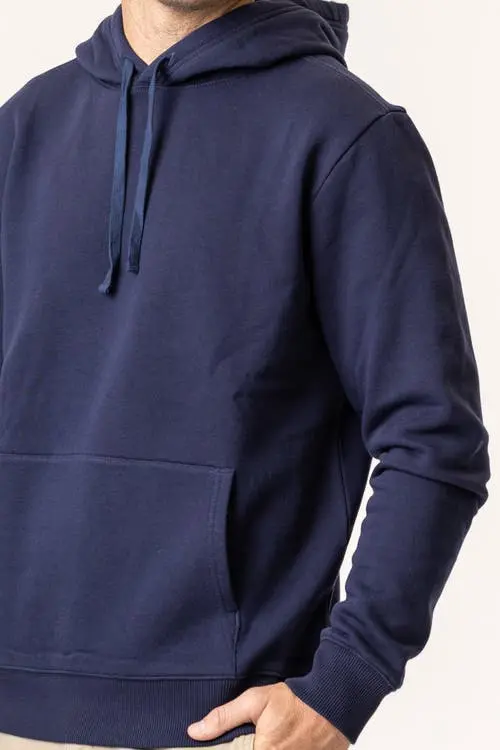VOTTERA Organic Cotton Pullover Hoodie - Navy Blue