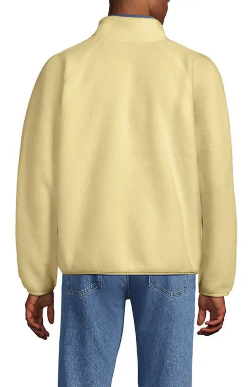 LANDS' END Fleece Snap Neck Pullover - Pale Yellow