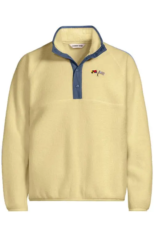 LANDS' END Snap Neck Fleece Pullover - Pale Yellow