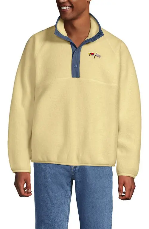 LANDS' END Snap Neck Fleece Pullover - Pale Yellow