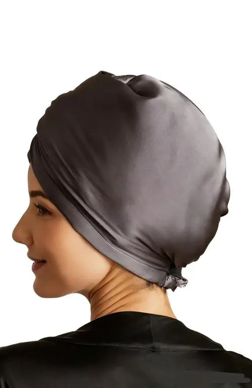 SILKSILKY Pure Silk Hair Towel Wrap - Darkgray