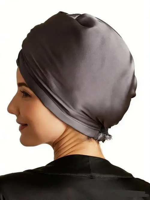 SILKSILKY Pure Silk Hair Towel Wrap - Darkgray