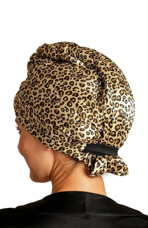SILKSILKY Pure Silk Hair Towel Wrap - Leopard
