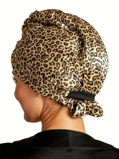 SILKSILKY Pure Silk Hair Towel Wrap - Leopard