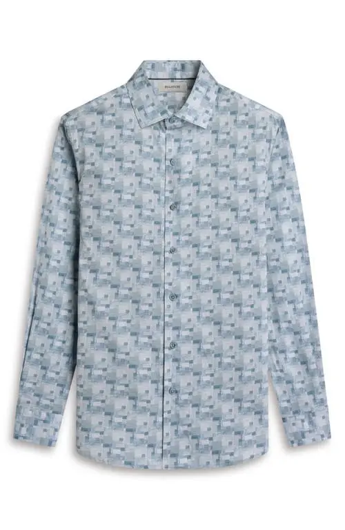 Bugatchi Axel Trim Fit Abstract Mosaic Print Stretch Cotton Button-up Shirt - Ether