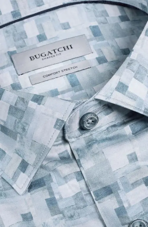 Bugatchi Axel Trim Fit Abstract Mosaic Print Stretch Cotton Button-up Shirt - Ether