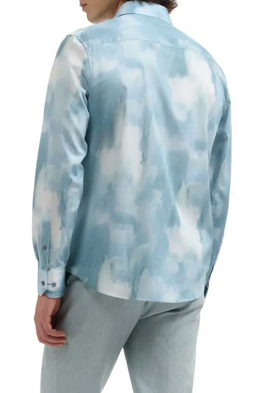 Bugatchi Julian Shaped Fit Cloud Print Stretch Cotton Button-up Shirt