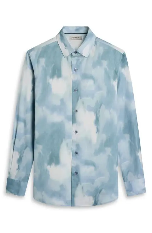 Bugatchi Julian Shaped Fit Cloud Print Stretch Cotton Button-up Shirt