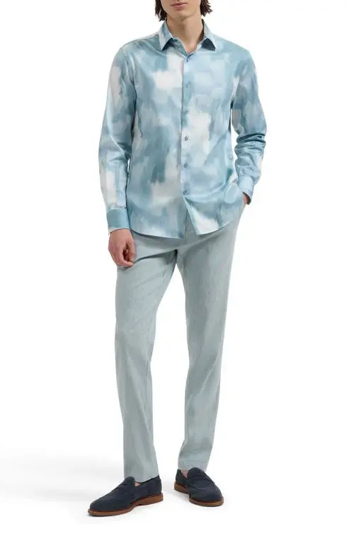 Bugatchi Julian Shaped Fit Cloud Print Stretch Cotton Button-up Shirt