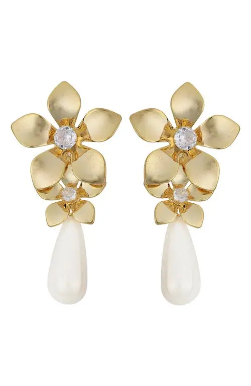 PANACEA Flower Faux Pearl Drop Earrings - White