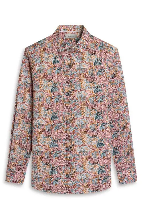 Bugatchi Julian Shaped Fit Paisley Cotton Button-up Shirt - Sienna