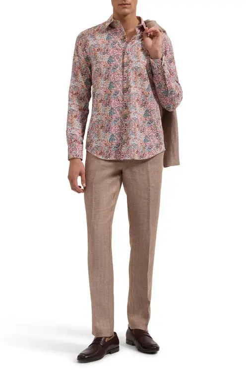 Bugatchi Julian Shaped Fit Paisley Cotton Button-up Shirt - Sienna