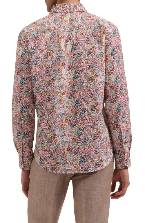 Bugatchi Julian Shaped Fit Paisley Cotton Button-up Shirt - Sienna