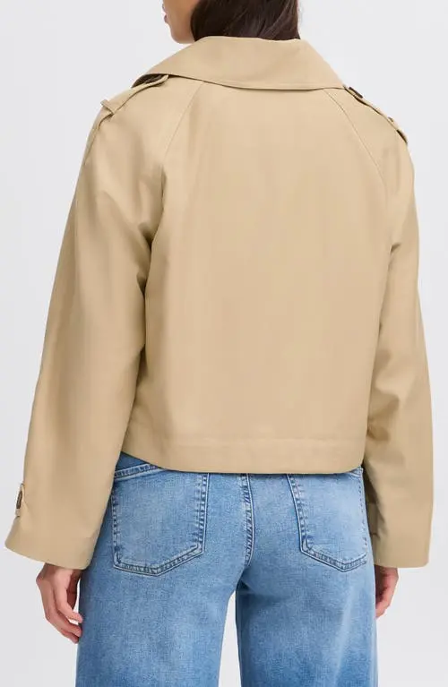 ICHI Cropped Trench Coat - Cornstalk