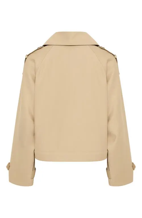 ICHI Cropped Trench Coat - Cornstalk
