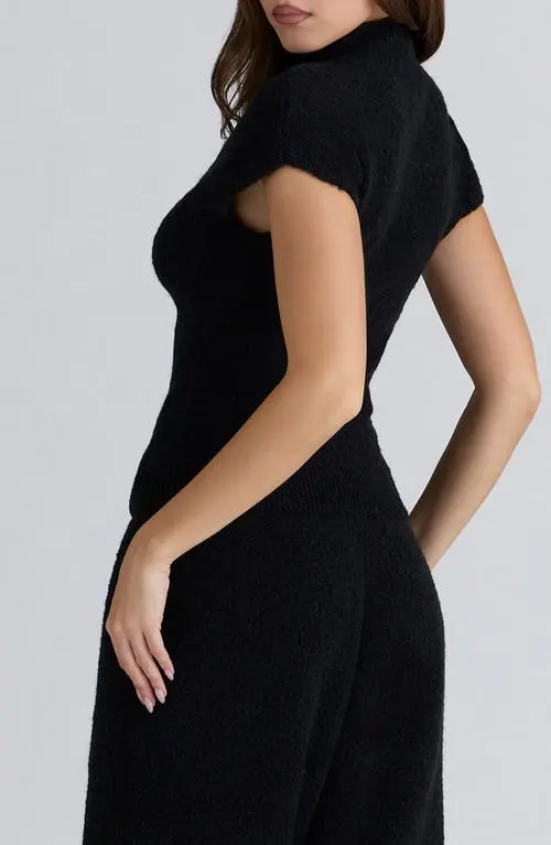 House Of Cb Cap Sleeve Bouclé Sweater