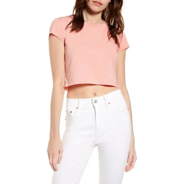 SUNDOWN BY SPLENDID Slub Jersey Crop T-shirt - Peach Pit