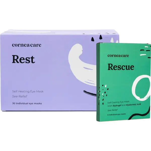 CORNEA CARE Rest + Rescue Self Heating And Self Cooling Compresses Bundle For Eyes - White