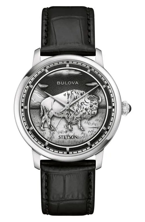 Bulova X Stetson Bison Automatic Strap Watch - Silver-tone
