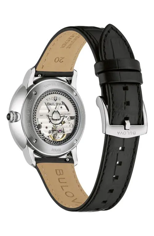 Bulova X Stetson Bison Automatic Leather Strap Watch