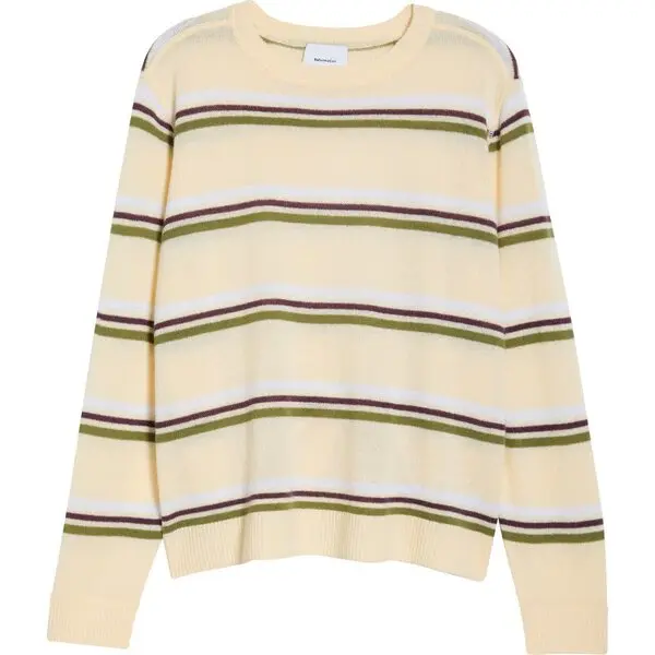 REFORMATION Stripe Cashmere Boyfriend Sweater - Parmesan Pear Multi Stripe