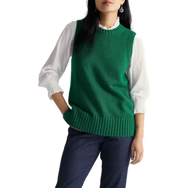SEASALT CORNWALL Organic Cotton Sweater Vest - Dark Stem