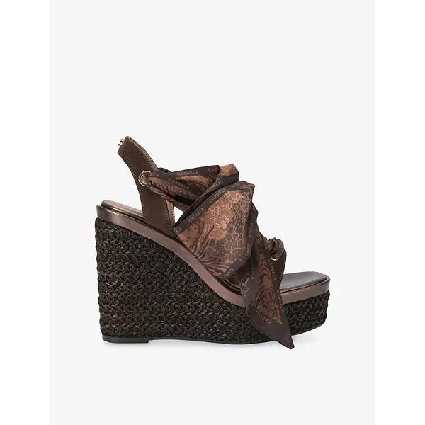 Carvela Sorrento Scarf Faux-suede Wedge Sandals - Brown