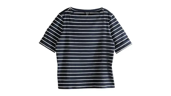Polo Ralph Lauren Stripe Elbow Sleeve Knit Top - Navy Blue/white