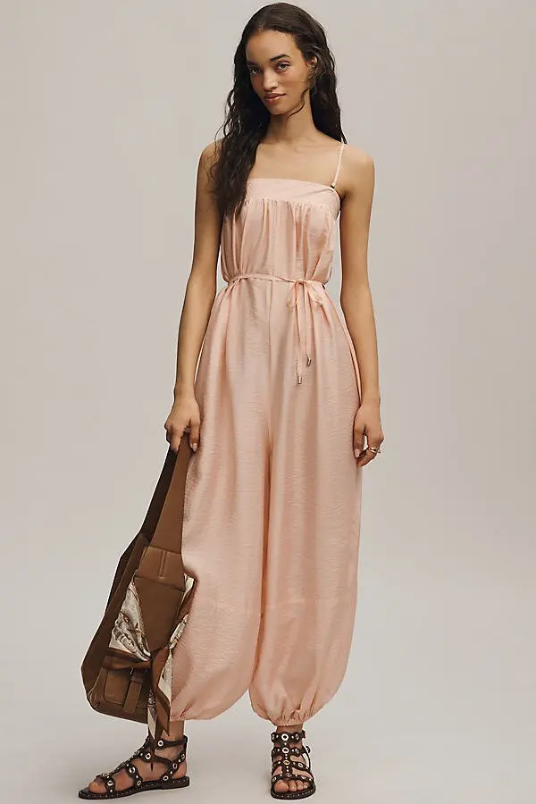 Anthropologie Sleeveless Bubble Jumpsuit - Light Pink