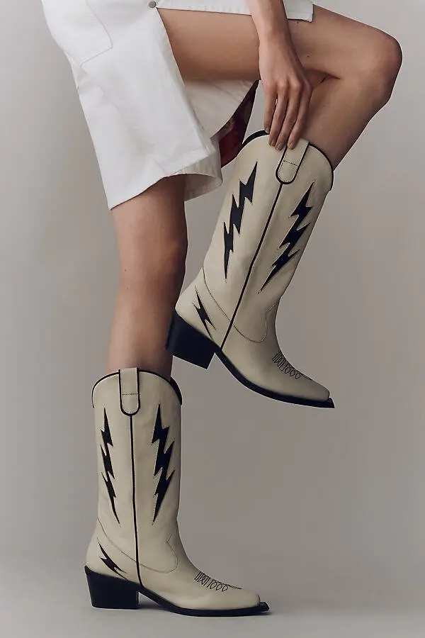 STIVALI Kiss Western Lightng Bolt Boots - Ivory